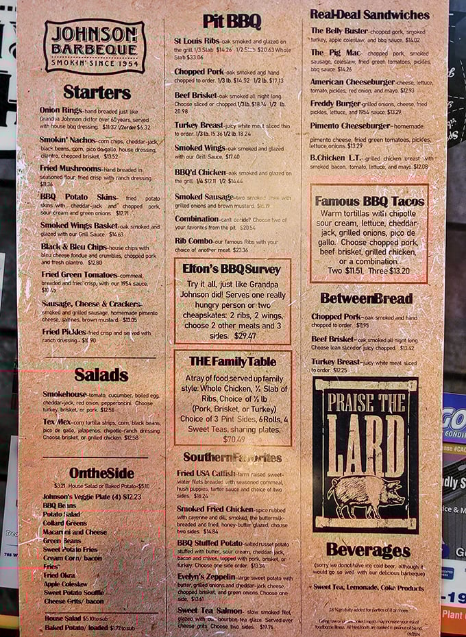 This menu isn't just a list of options—it's a roadmap to happiness. "Praise the Lard" indeed!