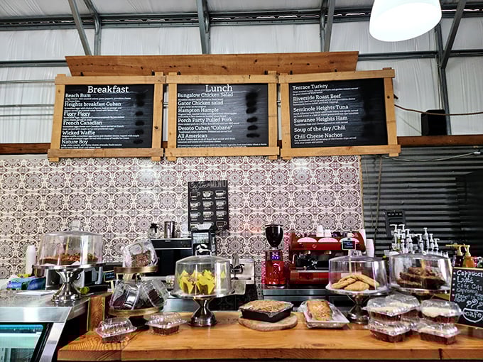 The chalkboard menu—simple, unpretentious, and mouthwatering—reads like a love letter to comfort food with a Tampa twist.
