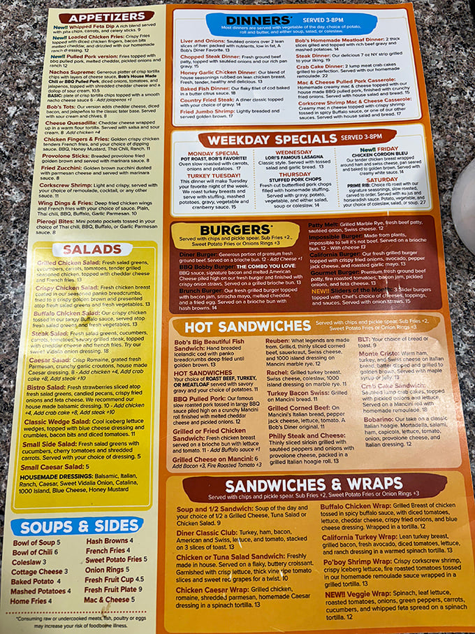 This menu isn't just a list of food—it's a roadmap to happiness. The "Weekday Specials" section might be the most important document in McKees Rocks.