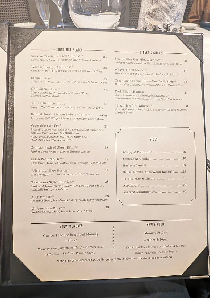 A menu that reads like a love letter to both land and sea—decisions have never been so deliciously difficult.