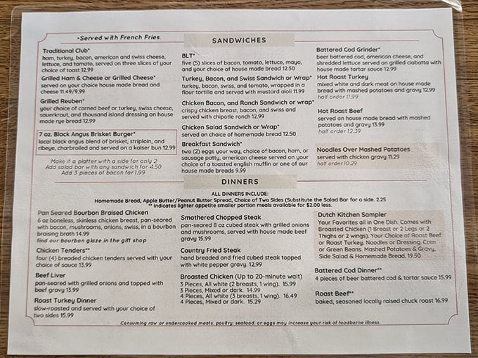 This menu isn't just a list of food—it's a roadmap to happiness with landmarks like "Black Angus Brisket Burger."