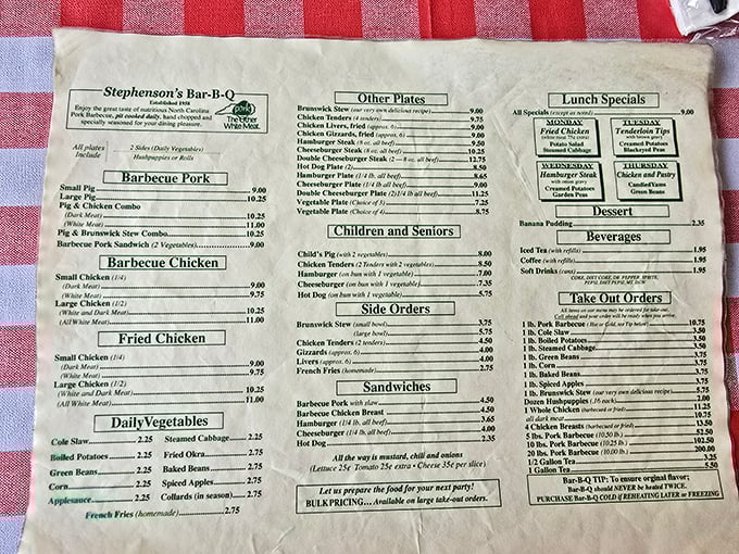 This menu isn't just a list of options—it's a family tree of Southern comfort, with each dish related by smoke and tradition.