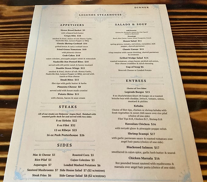 This menu isn't trying to win a poetry contest – it's making a straightforward promise of carnivorous delight that it fully intends to keep.
