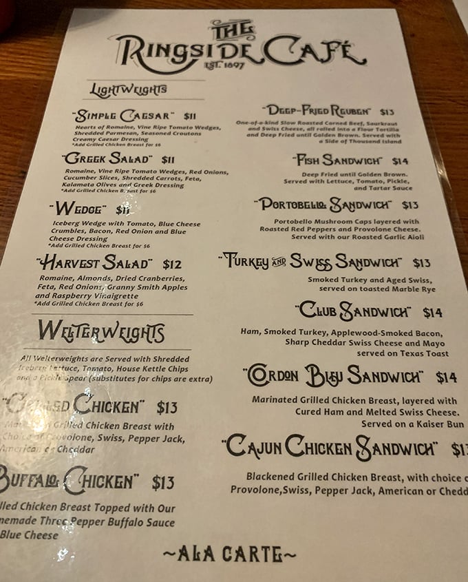 The menu reads like a love letter to comfort food classics. No molecular gastronomy here, just honest dishes that satisfy the soul.