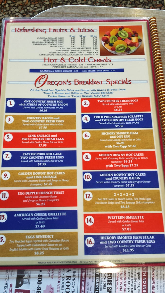 The breakfast menu reads like a love letter to morning indulgence, with classics from scrapple to hotcakes that would make your cardiologist wince and your taste buds sing.