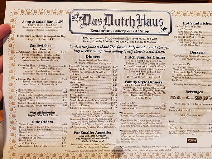 A menu that reads like poetry for your taste buds, featuring Amish classics done right.