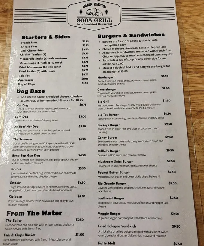 This isn't just a menu—it's a roadmap to happiness. The "Dog Daze" section alone could solve most of life's problems. 