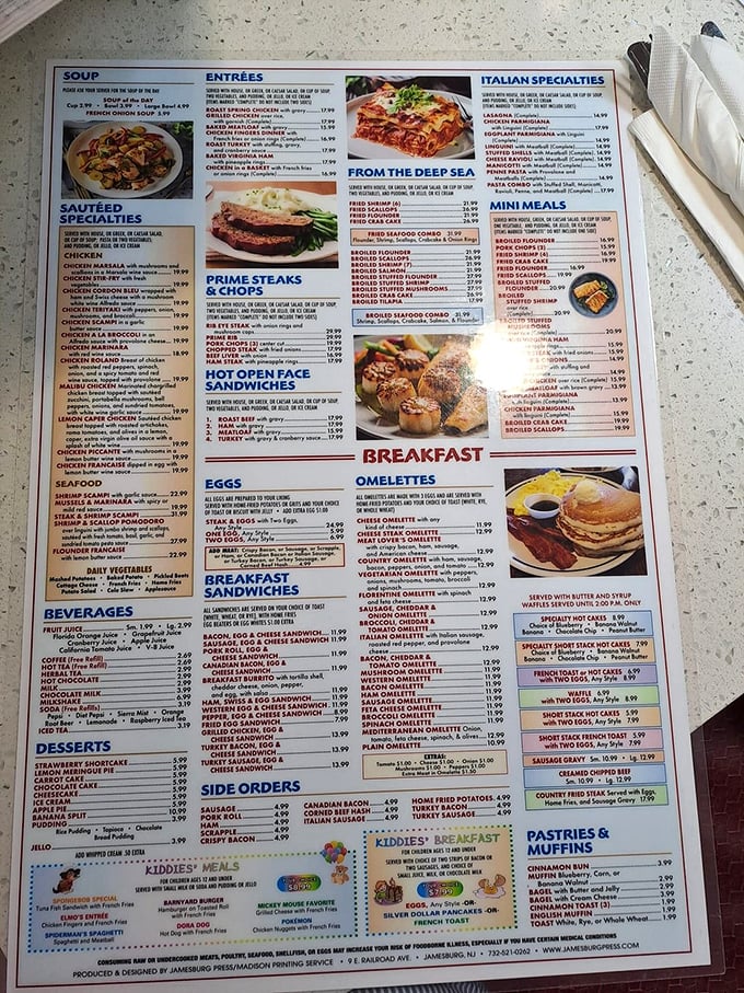 This menu isn't just extensive—it's a novel of culinary possibilities that might require reading glasses and serious decision-making skills.