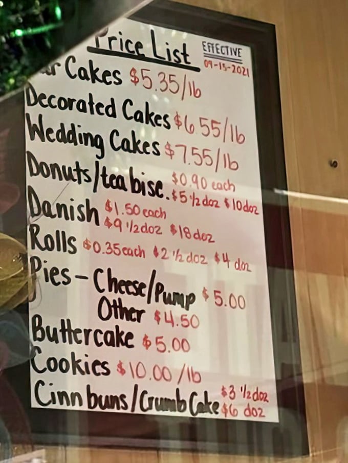When they said "price list," they meant "menu of pure joy" – just look at those numbers!