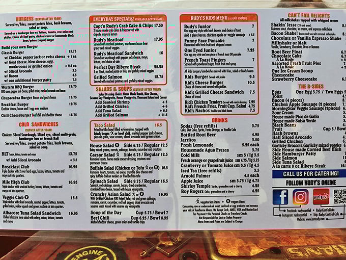 The menu reads like a love letter to comfort food classics, with enough variety to satisfy both the adventurous and the traditionalist.