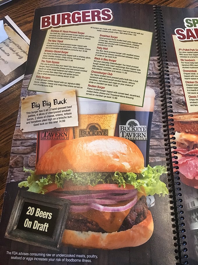This menu reads like a love letter to American comfort food, with burgers taking center stage.