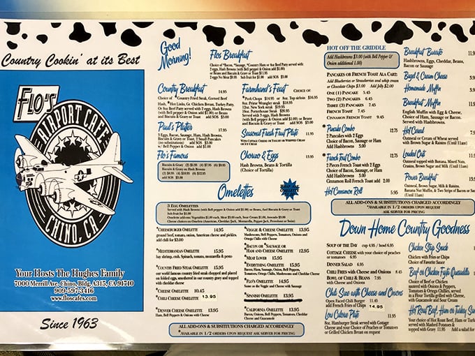 The menu at Flo's reads like a love letter to American comfort food—each item promising the kind of satisfaction that fancy fusion cuisine can only dream about.