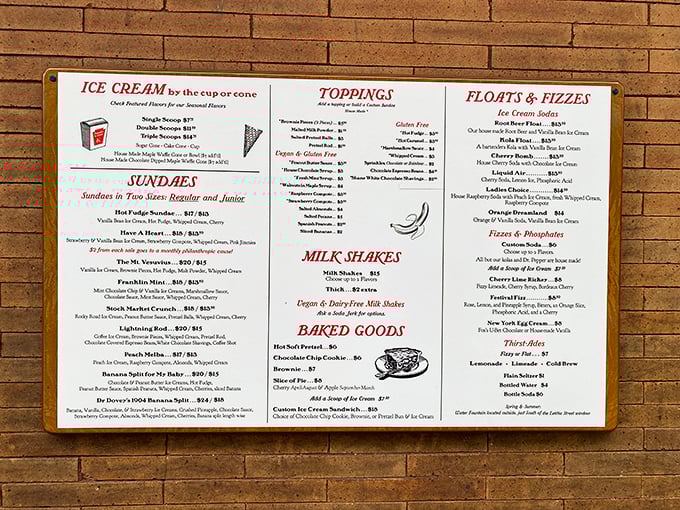 The menu board reads like your great-grandfather's diary entries about the good old days of phosphates.