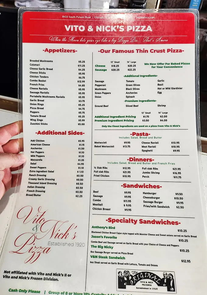A menu that hasn't changed since before cell phones existed. Why fix what generations of Chicagoans have deemed perfect?