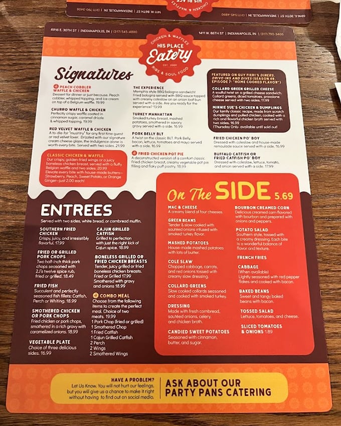 The menu reads like a love letter to Southern cuisine - each item promising the kind of satisfaction that makes you want to hug the chef.