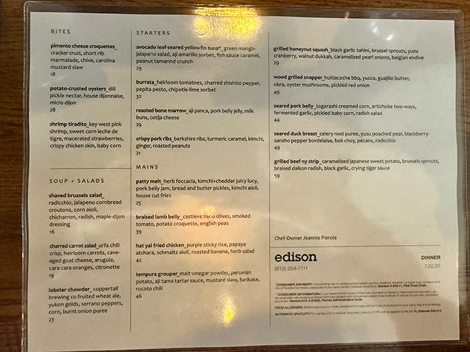 The menu reads like a scientist's field notes, if scientists were obsessed with making your taste buds dance with joy.