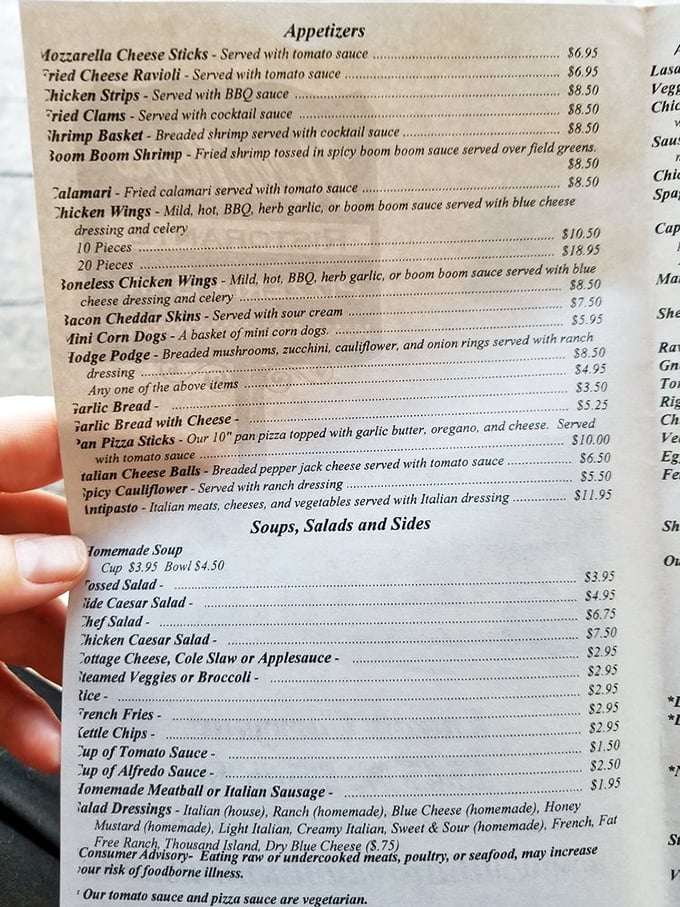 This menu isn't just a list of food—it's a roadmap to happiness with Italian-American classics that have stood the test of time.