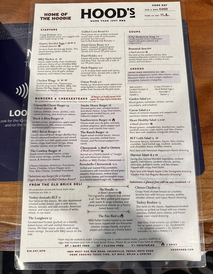 This isn't just a menu—it's a roadmap to happiness. The "Home of the Hoodie" isn't bragging; it's simply stating a delicious fact.