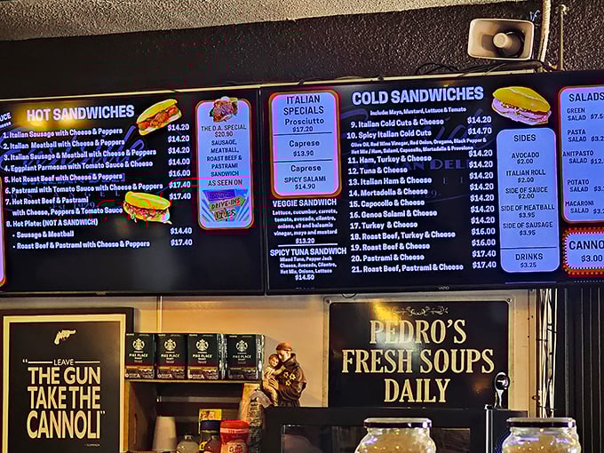 The menu board reads like Italian poetry – each sandwich a verse, each special a sonnet to the art of eating well.