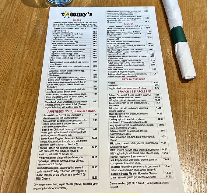 The menu at Tommy's isn't just extensive—it's a novel of possibilities that might require a bookmark between visits.