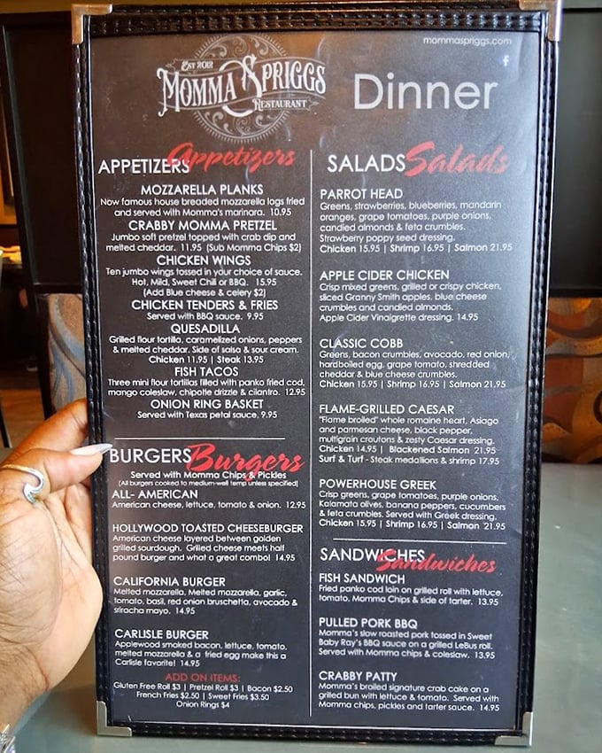 The menu reads like a love letter to comfort food classics with modern twists. That Crabby Momma Pretzel is calling my name!