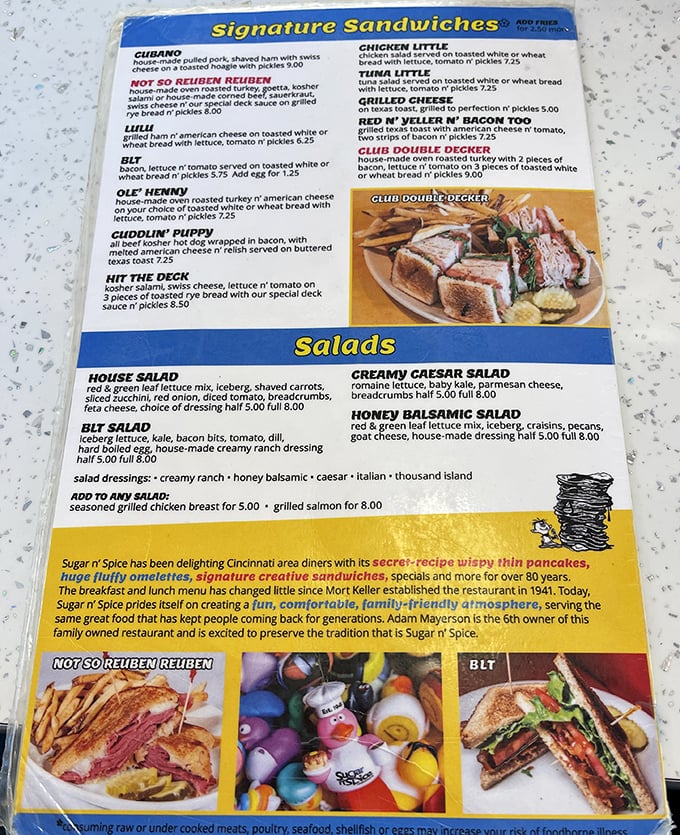 The menu reads like a love letter to comfort food classics, each item promising a delicious journey down memory lane.