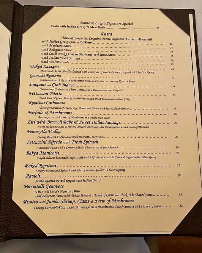 The menu reads like an Italian love letter, each dish promising a relationship worth committing to. The Perciatelli Genovese alone might make you consider proposing.