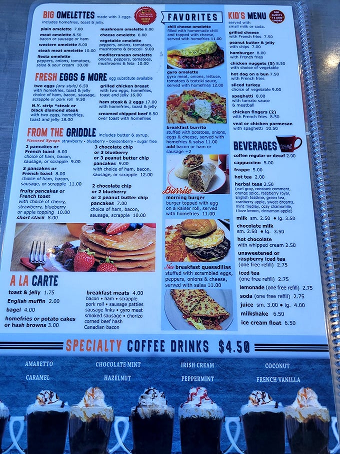 The menu reads like a love letter to comfort food classics, with "From The Griddle" offerings that have launched a thousand breakfast pilgrimages.