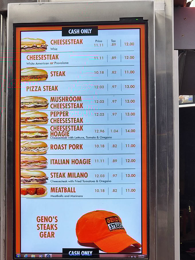 The menu board tells you everything you need to know—no fancy descriptions, just straightforward sandwich perfection waiting to be ordered.