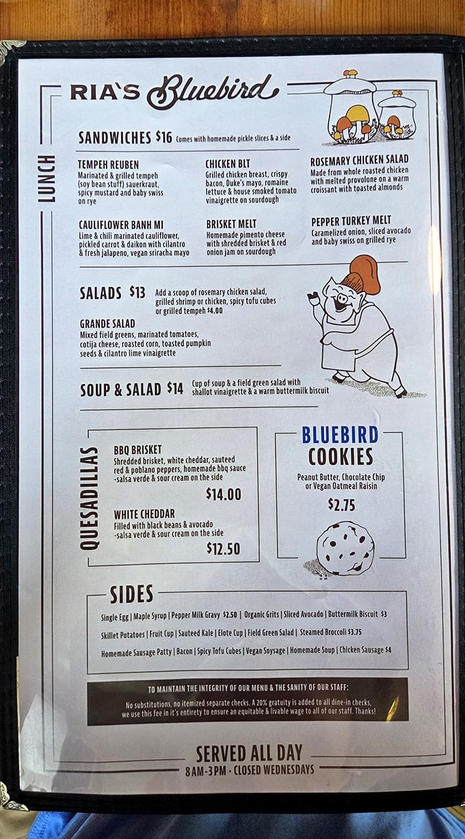 This menu reads like a love letter to comfort food – each description a tantalizing preview of the culinary journey ahead.