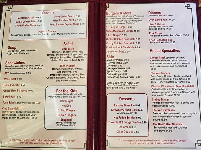 This isn't just a menu—it's a roadmap to happiness. From breakfast classics to hot roast beef sandwiches, every comfort food craving finds its match here.