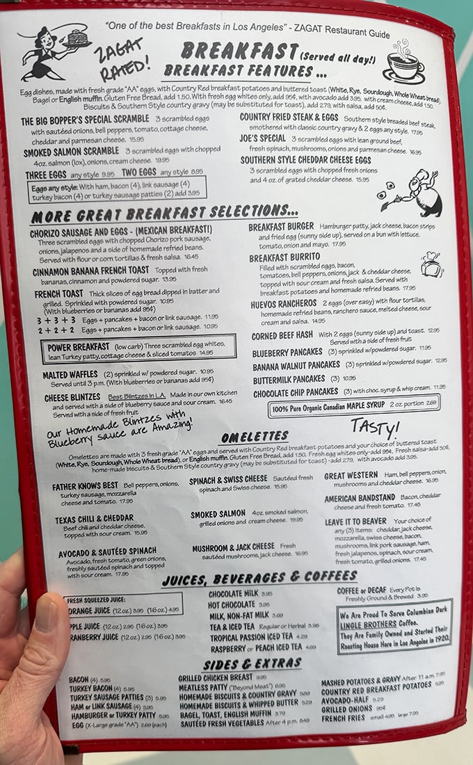 Flip open this Zagat-rated menu and it’s like a greatest-hits album of American breakfasts—big flavors, cheeky names, and enough eggs to fuel a cross-country road trip.
