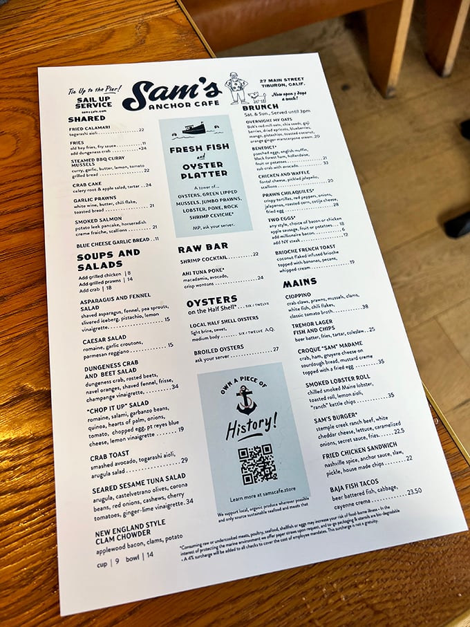 This menu isn't just a list—it's a treasure map where X marks the spot for that legendary lobster roll.
