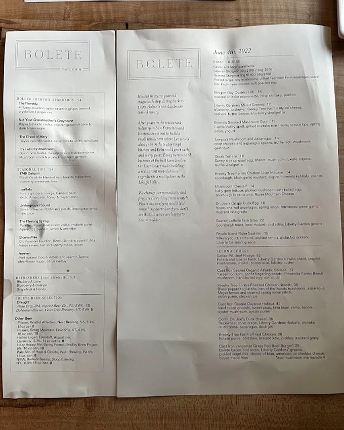 The menu at Bolete reads like a love letter to local farms, each dish a chapter in Pennsylvania's seasonal story, waiting to be savored.