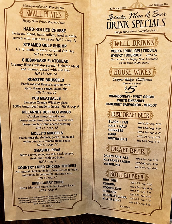 The menu reads like a love letter to Irish-American cuisine, with everything from hand-rolled cheese to Chesapeake flatbread bridging two culinary worlds.