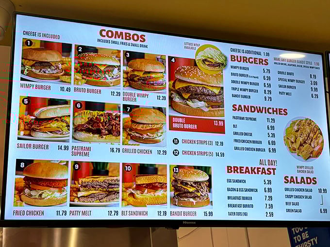 This menu board isn't just a list – it's a roadmap to happiness with pictures that make decision-making both easier and harder.