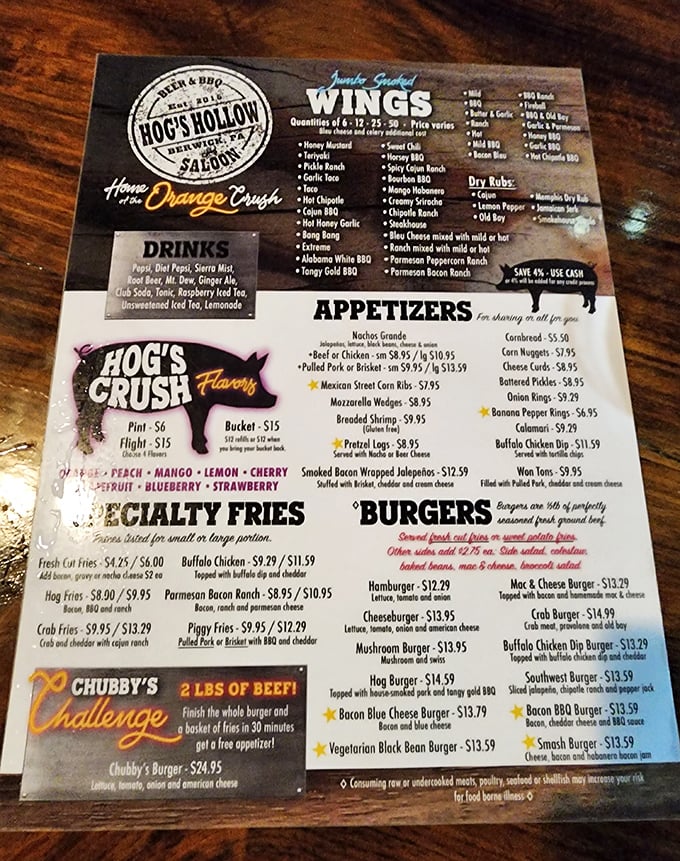 The menu board that launched a thousand cravings. Notice the "Chubby's Challenge"—two pounds of beef that's either dinner or destiny.