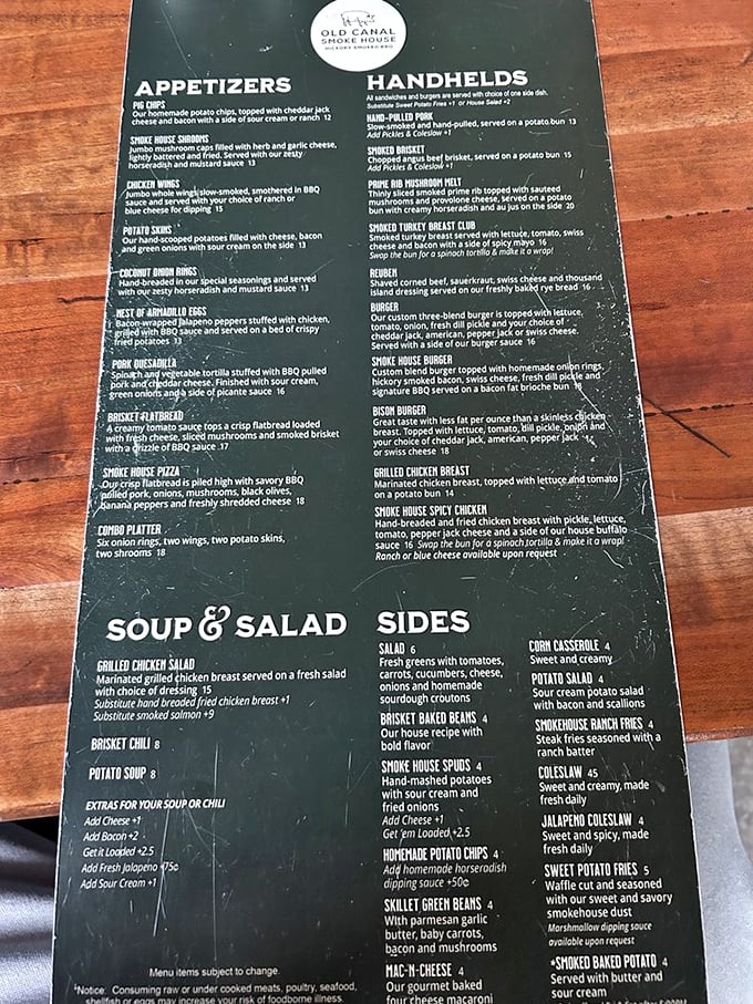 The menu reads like a love letter to smoked meats. Each description promises a flavor journey worth every calorie.