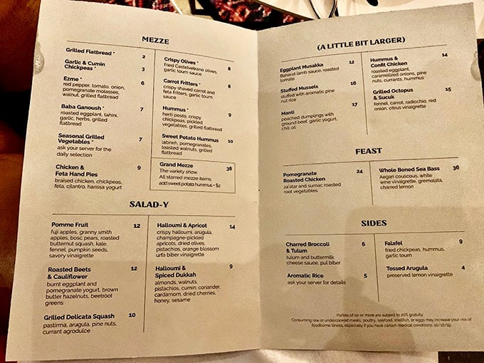 This menu reads like a love letter to Sicily—from mezze to feast, each dish tells a story of Mediterranean influences and seasonal ingredients.