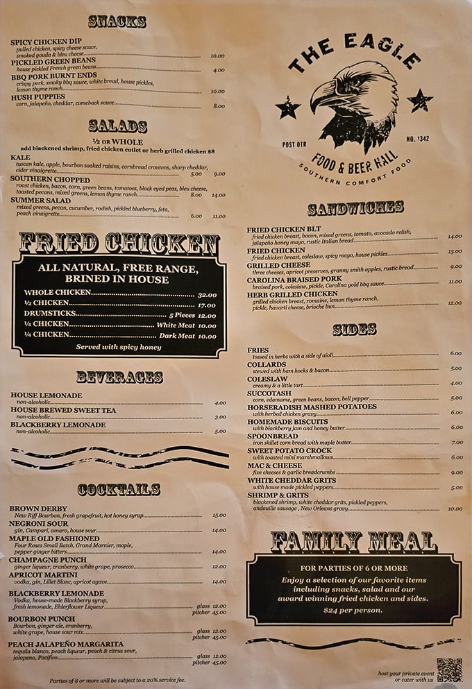 This menu isn't just a list of dishes—it's a roadmap to Southern comfort that makes decision-making deliciously difficult.