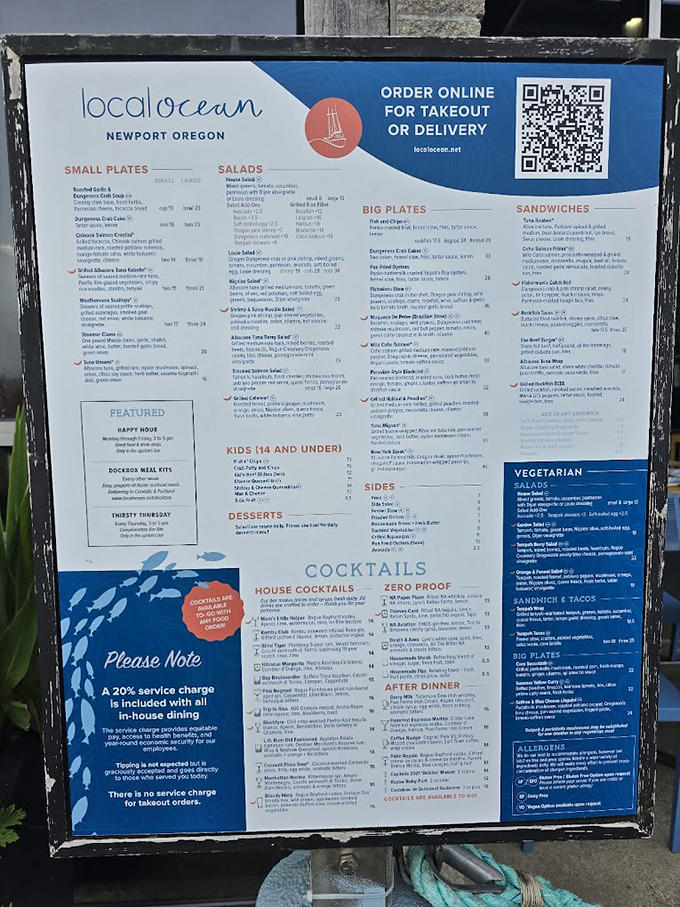 The menu reads like a love letter to the Pacific, with seafood options so fresh they practically need a lifeguard on duty.