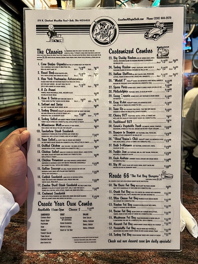 This isn't just a menu – it's a roadmap to sandwich paradise with prices that won't break the bank.