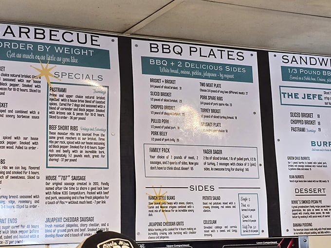 The menu board – a sacred text for smoke enthusiasts. Study it carefully, like you would the last page of a mystery novel.