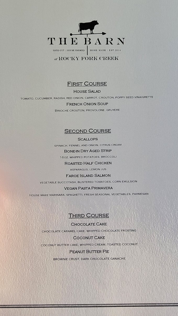This isn't just a menu—it's a roadmap to happiness. Notice how "chocolate cake" and "peanut butter pie" are strategically placed to reward you for eating vegetables first.