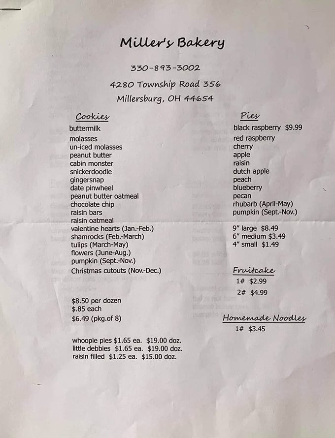 This humble menu might be the most honest love letter to baking I've ever seen. No fancy fonts needed when the food speaks volumes. 
