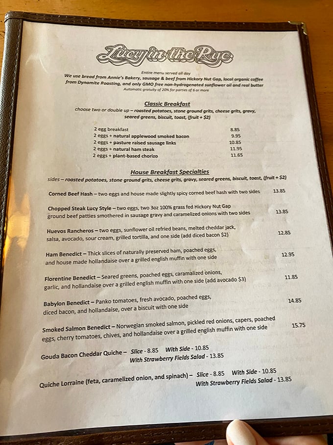 A menu that reads like a love letter to breakfast, where every Benedict tells a different story and grits get the respect they deserve.