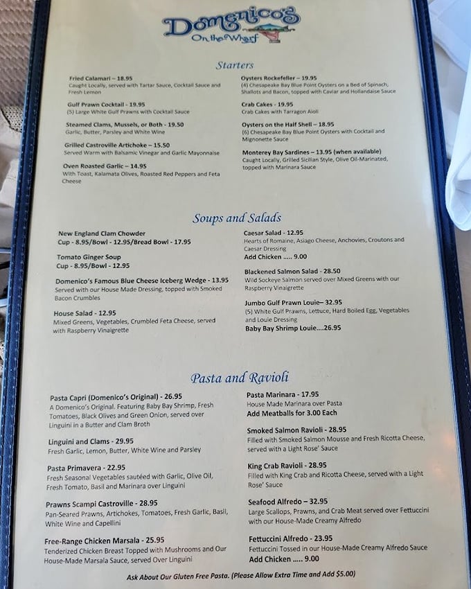 A menu that reads like poetry to seafood lovers – each dish promising the Mediterranean meets Monterey in perfect harmony.
