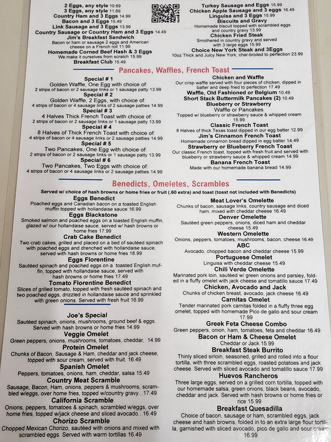 A menu that reads like a love letter to breakfast classics – no molecular gastronomy, just honest food that understands what morning hunger truly craves.