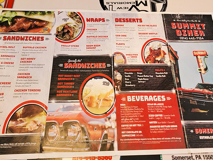 This menu isn't just a list of food—it's a roadmap to happiness with destinations like "Hot Roast Beef" and "Buffalo Chicken" calling your name.