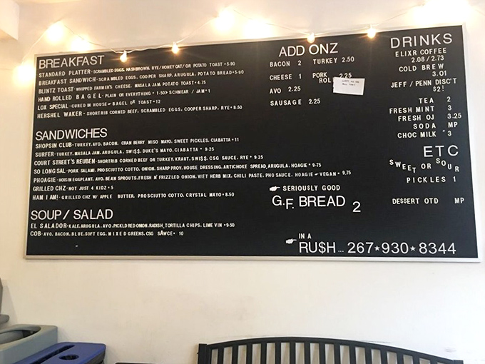 The menu board—a black and white testament to Middle Child's sandwich philosophy: do fewer things, but do them extraordinarily well.